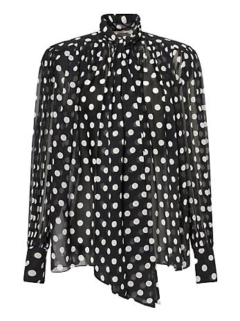 KHAITE Vali Dot-Print Silk Top
